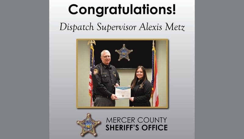 Mercer County Sheriff's Office Promote Dispatcher Alexis Metz | My ...